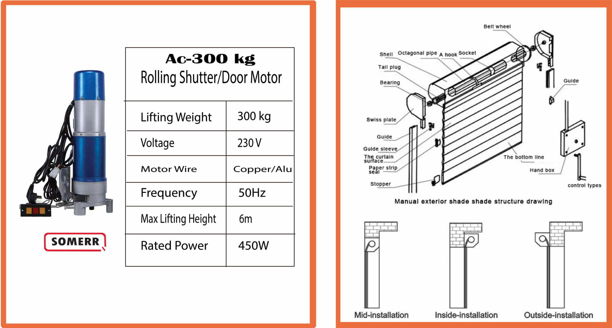 Automatic Roller Shutter Side Motor (AC-300kg)