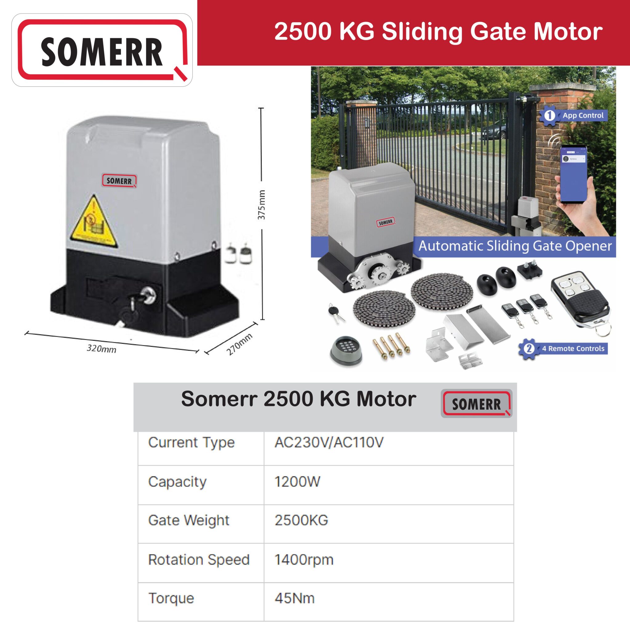 Somerr 2500 KG Sliding Gate Motor
